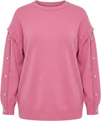 STUDIO UNTOLD Strickpullover Pullover Oversize Shape Langarm mit Heart-Kn&ouml;pfen