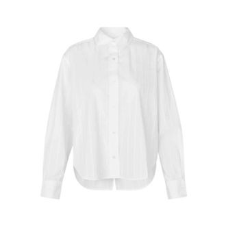Samsøe & Samsøe Femme, Blouses et Chemises, Blanc, Taille: 38 FR Chemise à Manches Longues en Coton