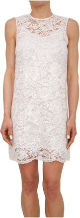 Twinset Femme, Robes, Blanc, Taille: 40 FR Courte Robe en Dentelle avec Sequins