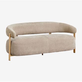 Sklum 2-Sitzer-Sofa aus Chenille-Stoff und Eisen Jolie Braun Naturholz
