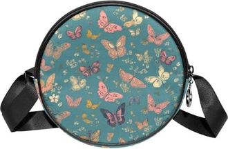Generic Petit sac &agrave; bandouli&egrave;re circulaire pour femme, petit sac &agrave; bandouli&egrave;re avec fermeture &eacute;clair, bretelles r&eacute;glables, sac &agrave; main rond d&eacute;contract&eacute; pour fe
