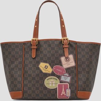 Gerard Darel Cabas en toile enduite et cuir sign&eacute; de patchs imprim&eacute;s - SIMPLE BAG - Multicolore