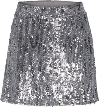 Jack & Jones Damen Jxtara Sequin Mini Skirt WVN Rock, Silver, L EU