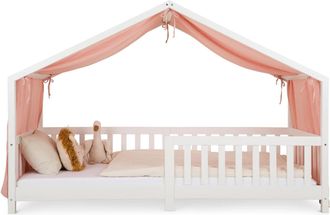 IDIMEX Hausbett Himmel LIAN in rosa - Betthimmel aus 100% Baumwolle, Baldachin Musselin zweilagig, Bettvorhang f&uuml;r Hausbetten, Hausbett Deko