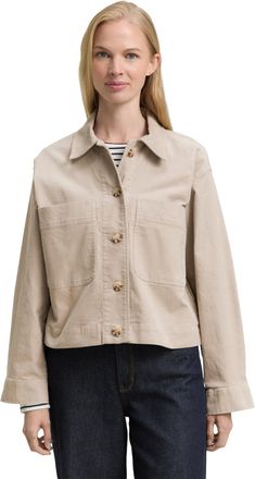 Tom Tailor Damen 1048325 Oversize Cordjacke, 32208-Soft Taupe Grey, 40