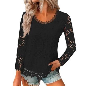 Generic Tunique Femme Chic Et Elegant,Chemisiers Et Blouses Femme Haut Femme Ete Dentelle V&ecirc;Tements Femme Tee Shirt Femme Manches Longues Blouse Femme Grande 