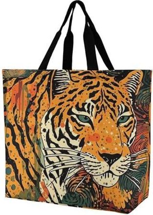Generic Imprim&eacute; Botanique De Tigre Sac Cabas L&eacute;ger Tote Bag R&eacute;utilisable Sac &Agrave; Bandouli&egrave;re Pour Universit&eacute; Gym Voyage