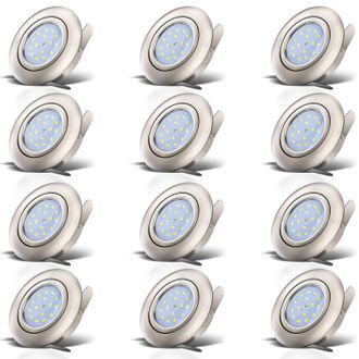 B.K.Licht 12er Set LED Einbaustrahler 230V 4,8W ultraflach schwenkbar, 68mm Lochmass, warmwei&szlig;e Lichtfarbe, Deckenspots, Spots, Einbauleuchten, Einbauspots, 82x