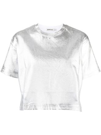 SIMKHAI Metallic-T-Shirt - Silber