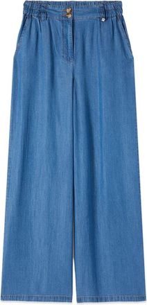 Oltre Femme, Jeans, Bleu, Taille: 38 FR Pantalon Palazzo en Tencel Effet Denim