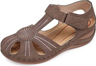 Generic Sandales orthop&eacute;diques compens&eacute;es pour femme - Soutien de la vo&ucirc;te plantaire - Antid&eacute;rapantes - Bout ferm&eacute; - Sandales de p&ecirc;cheur &agrave; talon bas - Chaussu