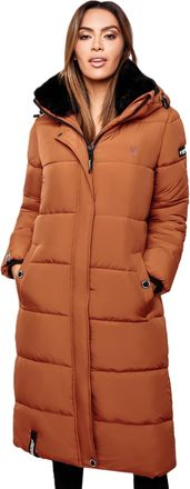 Marikoo Damen Winter Steppjacke Lang B936 [B936-Relizi-Cinnamon-Gr.XXL]