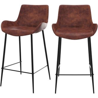 Rendez-Vous D&eacute;co Rendez-vous D&eacute;co - Lot de 2 chaises pour &icirc;lot central 65 cm en cuir synth&eacute;tique marron - pirata