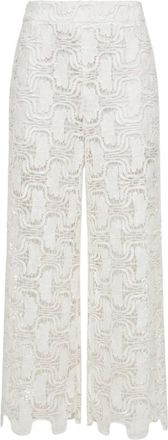 Meimeij Femme, Pantalons, Blanc, Taille: 38 FR Wide Lace Pantalons