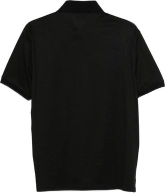 Emporio Armani Contrast Collar Cotton-Lyocell Polo - Black