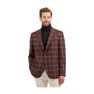 Brooks Brothers Brauner Jungfrau Wolle Seide Leinen Blend Blazer - - Jackets - Herren - Braun - XL