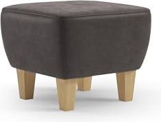 Cavadore Cavadore Hocker Vida / Polsterhocker mit massiven Holzfüßen in Buche / 52 x 46 x 52 / Mikrofaser, Graubraun