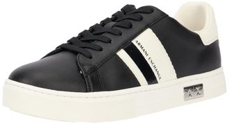 A|X Armani Exchange Womens Cup Sole Mina, Back tab with Logo and Metal Logo Detail on Side, Black+ Off White, 41