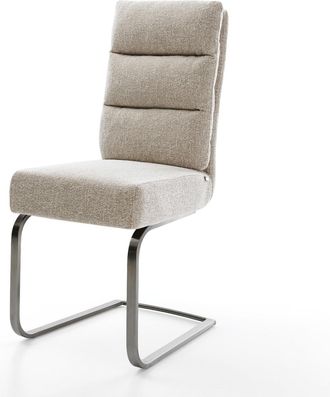 DELIFE Freischwinger Pela-Flex Webstoff Soft Beige Freischwinger flach Graphit Taschenfederkern, Esszimmerst&uuml;hle