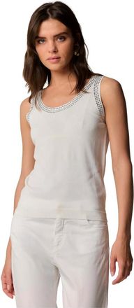 Kocca Femme, Tops, Blanc, Taille: 38 FR Haut de gilet perlé chic