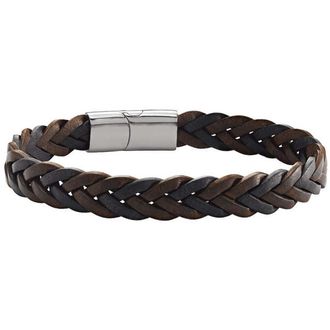 Jourdan Bijoux Bracelet Natho acier cuir tressé noir/marron