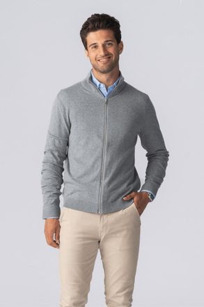 Perform Collection Pullover-Cardigan mit Rei&szlig;verschluss - Graumeliert