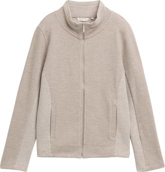 Tom Tailor Damen 1047722 Sweatjacke, 38330-Soft Taupe Melange, L