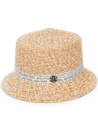 Maison Michel chapeau en paille tress&eacute;e - Tons neutres