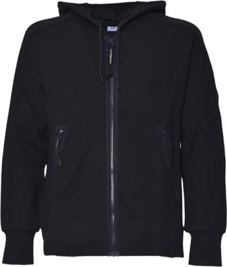 C.P. Company C.p. Company, Homme, Sweatshirts et sweats &agrave; capuche, Bleu, Taille: M Diagonal Raised Fleece Hooded Full Zip SweaT-shirt