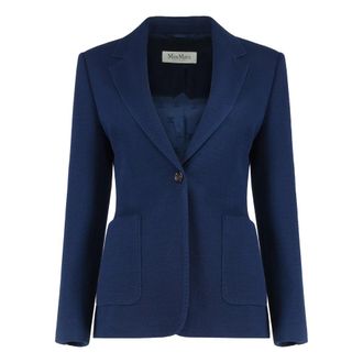Max Mara Femme, Vestes, Bleu, Taille: 38 FR Blazer en jersey piqu&eacute; &agrave; simple boutonnage