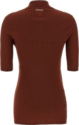 Prada Womens Brown Cotton Polo Shirt
