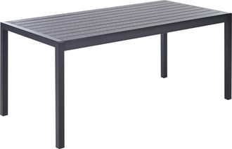 Beliani Gartentisch f&uuml;r 6 Personen schwarz Aluminium/Kunstholz 180x90 cm modern Vernio