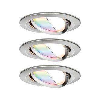 Paulmann 92965 Lampe encastrée LED Nova Plus Smart Home Zigbee, ensemble rond pivotant, 3x5,2 W, RGBW, point en fer brossé à intensité variable, aluminium et z