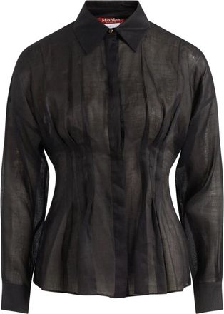 Max Mara Femme, Blouses et Chemises, Noir, Taille: 38 FR Chemise &agrave; manches longues en toile de ramie