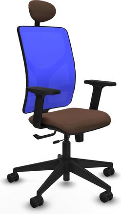 Piqueras y Crespo Ergonomischer Stuhl mit 2D-Armen, h&ouml;henverstellbare Lendenwirbelst&uuml;tze und festes Kopfteil, ausgestattet mit Syncro/Traslack und Schneideschaum, Blau/