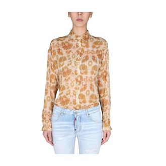 Dsquared2 Femme, Blouses et Chemises, Orange, Taille: 34 FR Chemise Cr&ecirc;pe