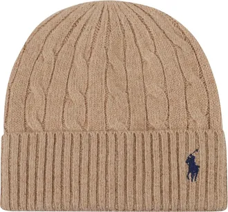 Polo Ralph Lauren Femme, Accessoires, Brun, Taille: ONE Size Bonnet en laine et cachemire torsad&eacute;