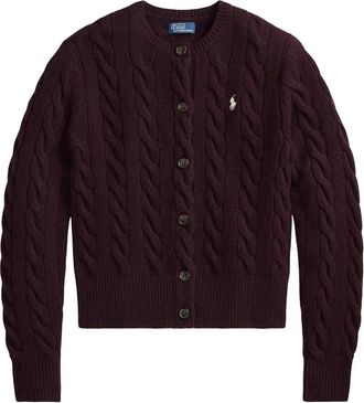 Polo Ralph Lauren Cardigan en maille torsad&eacute;e - Femme - Pulls - Violet - Taille: 36 FR
