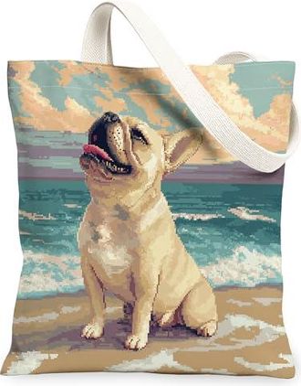 Generic Sac fourre-tout d&eacute;t&eacute; en toile pour faire du shopping, 33 x 38,1 cm, sac d&eacute;picerie r&eacute;utilisable pour femme, peinture esth&eacute;tique, d&eacute;coration cadeau