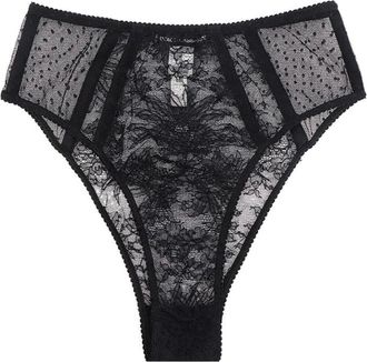 Dolce & Gabbana Femme, Sous-v&ecirc;tements, Noir, Taille: 44 FR Culotte Haute en Dentelle Plumetis
