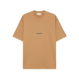 A Paper Kid Homme, Tops, Beige, Taille: S T-shirt imprim&eacute; logo