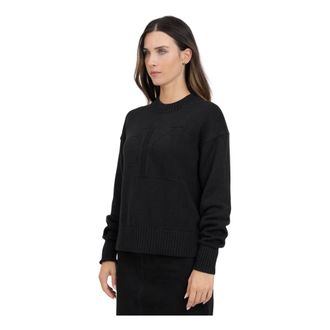 Calvin Klein Jeans Femme, Pulls, Noir, Taille: 36 FR Pull col rond noir avec Monogramme