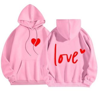 Generic Sweat &agrave; capuche &agrave; manches longues pour femme - Motif lettres imprim&eacute;es - L&eacute;ger - Ample (3), rose, XXL