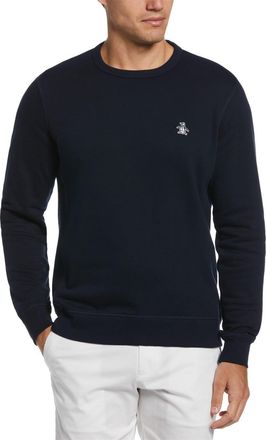 Original Penguin Herren L/S Aufkleber Pete Fleece Crew Sweatshirt, Dunkler Saphir, XXL