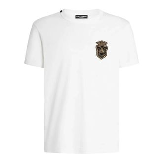 Dolce & Gabbana Homme, Tops, Blanc, Taille: XL T-shirt blanc avec &eacute;cusson h&eacute;raldique