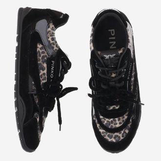 Pinko Womens Sneakers Yulia Leather And Mesh Black Upper: Cow Trainers