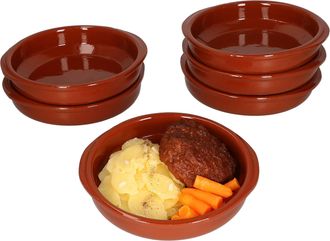 MamboCat Cazuela mit Griff 6er Set Schalen Bernd 300ml Auflaufform rund 16cm aus Ton glasiert Größe M I Ton hitzebeständig für Auflauf Tiramisu Fingerfood I Un