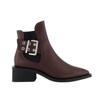Ganni Chunky Buckle Chelsea Bottes Marron - Femme - Chaussures - Brun - Taille: 38 EU