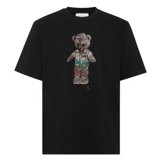 Philipp Plein Homme, Tops, Noir, Taille: L T-Shirt Col Rond Teddy