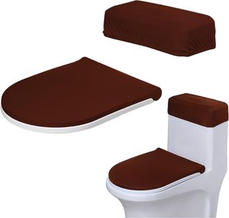 Generic WC-Deckelbezug und WC-Tankbezug, WC-Sitzbezug mit elastischer Unterseite, Ersatz-WC-Abdeckung, weiches Stretch-WC-Deckel-Set, universelle WC-Deckelbez